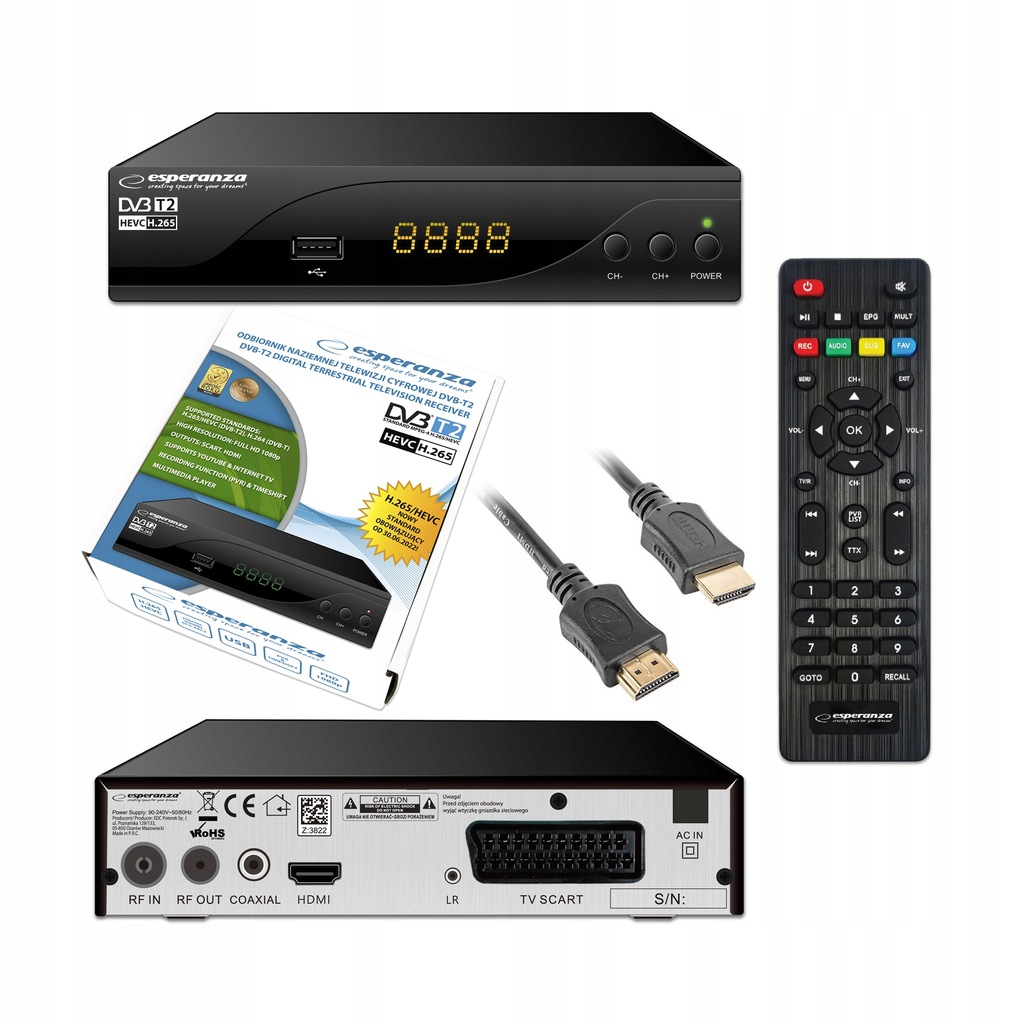 DEKODER do telewizji naziemnej DVB T2 HEVC + HDMI - 12236740102 ...