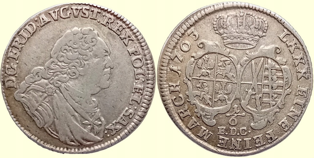 1/6 Talara August III E.D.C 1763 Saksonia - 14862632803 - oficjalne archiwum Allegro