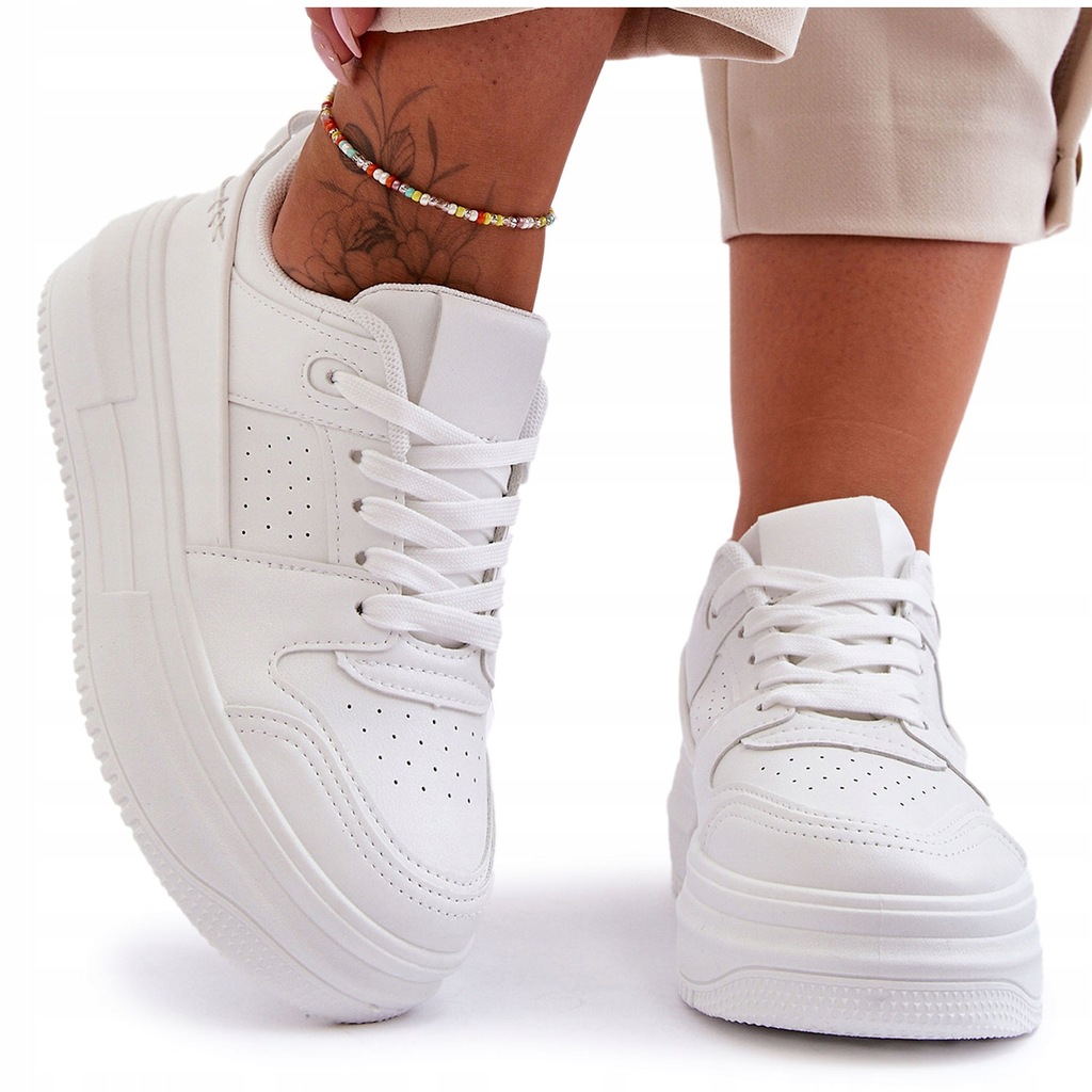 BUTY SPORTOWE DAMSKIE SKÓRZANE PLATFORMA BIAŁE 38 - 13957136215 ...