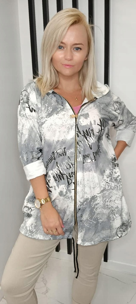 Bluza damska, włoska, oversize, na suwak, zasuwana - 12564562019 - oficjalne archiwum Allegro