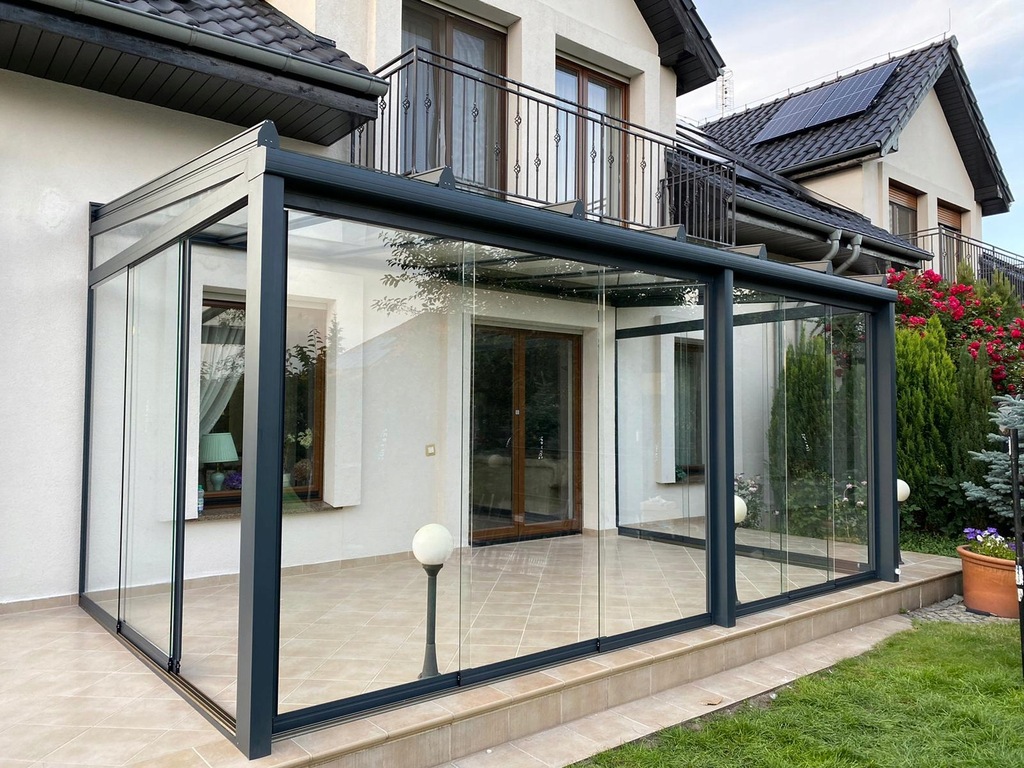 System ścian przesuwnych alu-szkło BEZRAMOWY! 3x2m - 12987530662 ...