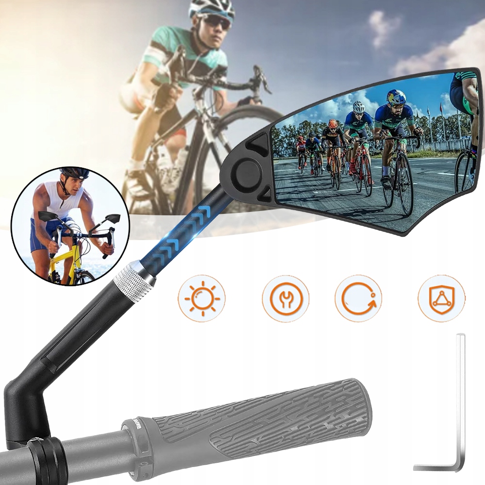 LUSTERKO DO ROWERU ROWEROWE WSTECZNE REGULACJA 360° NA KIEROWNICE 20 ...