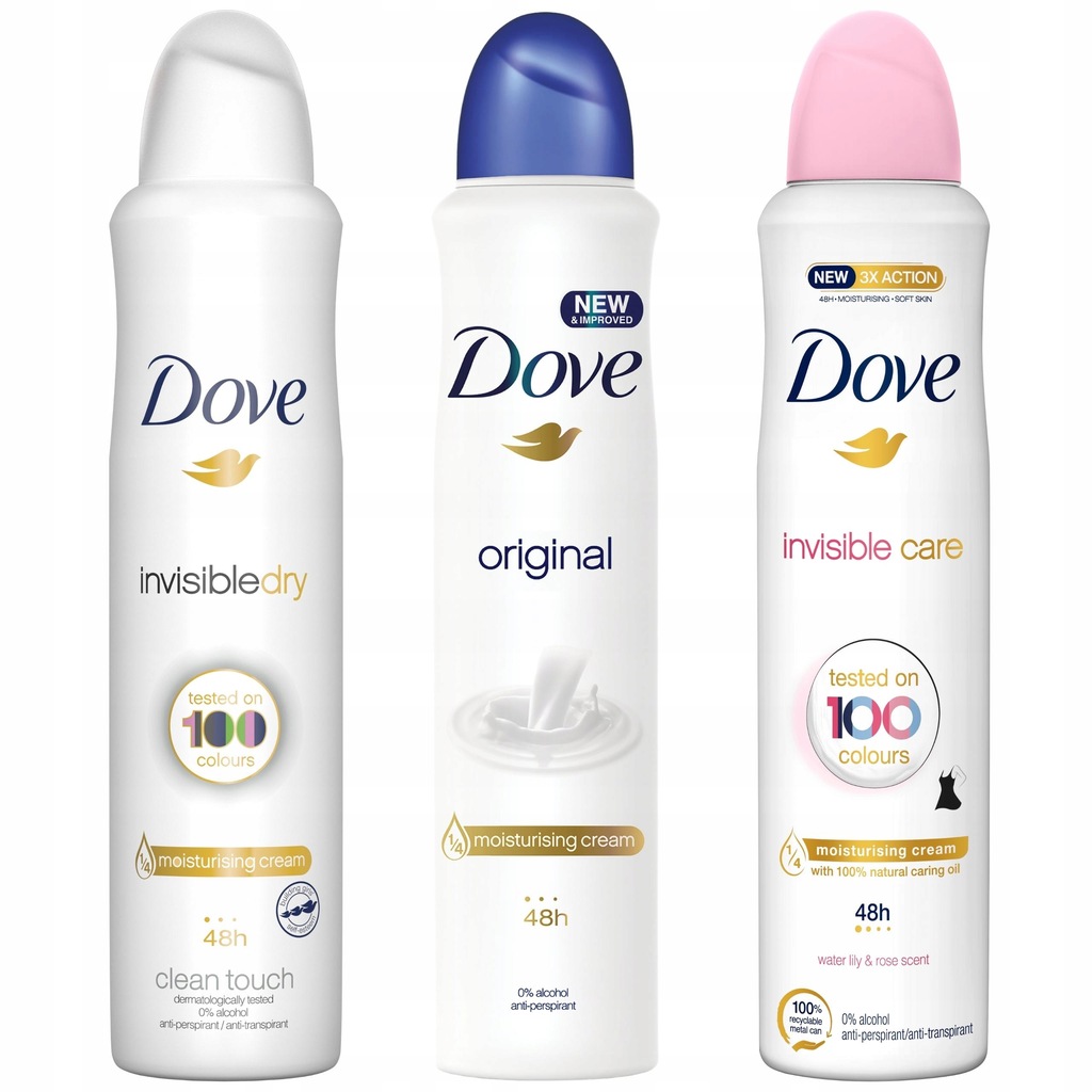 ZESTAW Antyperspirant spray deo 3x250ml MIX DOVE - 12698116229 ...