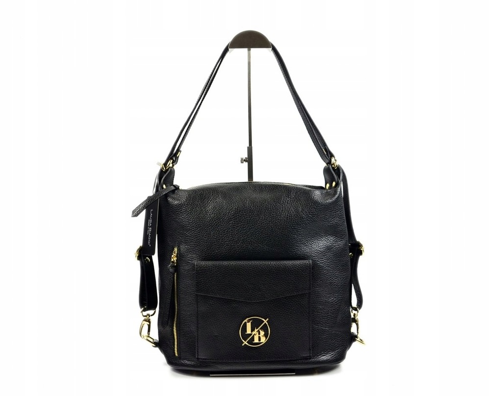 TOREBKA Laura Biaggi worek plecak skóra czarna - 12655523844 - oficjalne archiwum Allegro