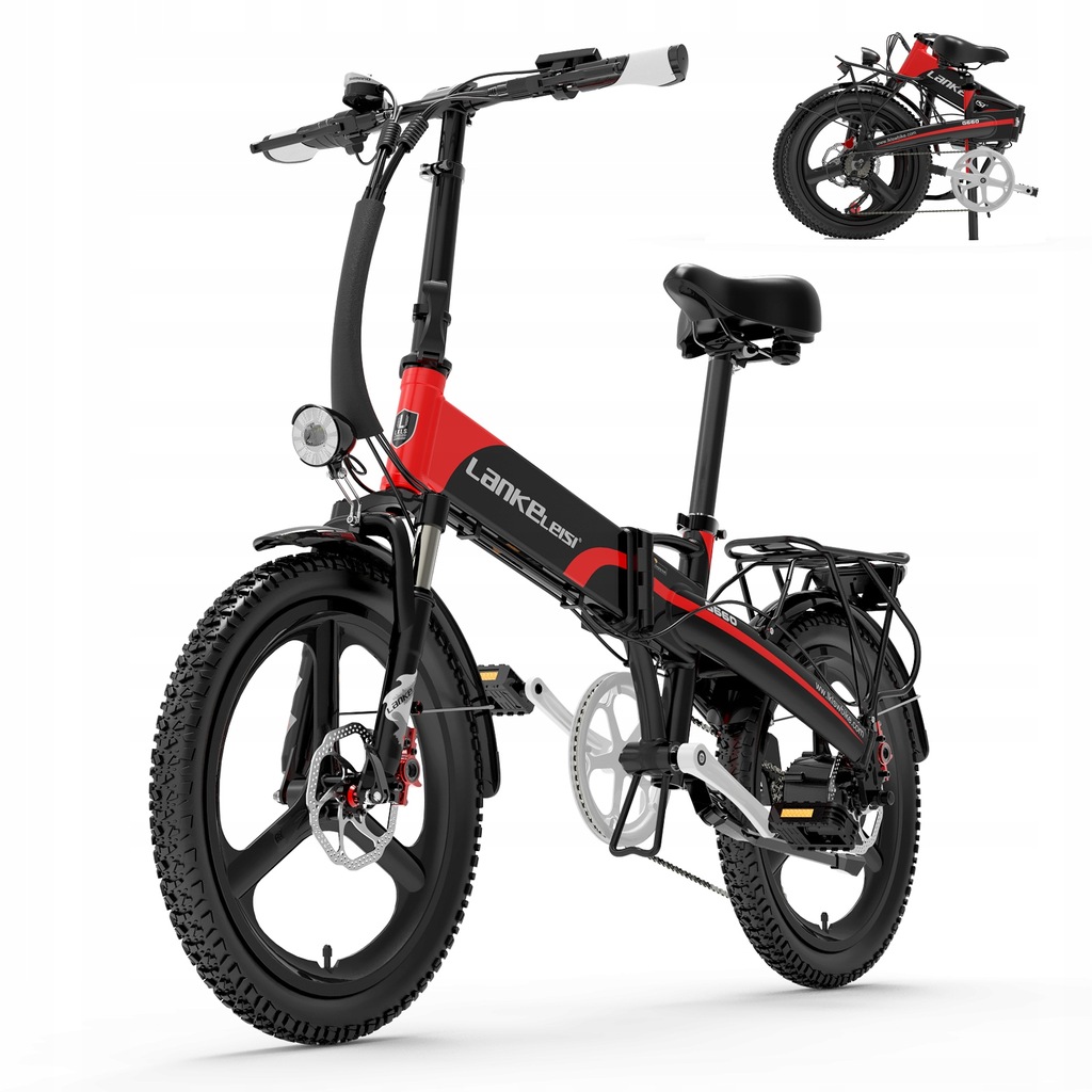 E-bike Lankeleisi G660 500W 110KM 12.8AH 35Km/h aluminum wheel 20" red ...
