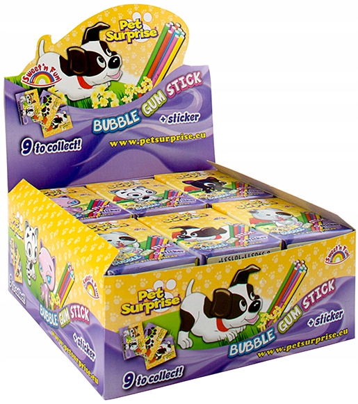 GUMA PAPIEROS Z NAKLEJKĄ PET SURPRISE 18SZT - 11960094863 - oficjalne ...