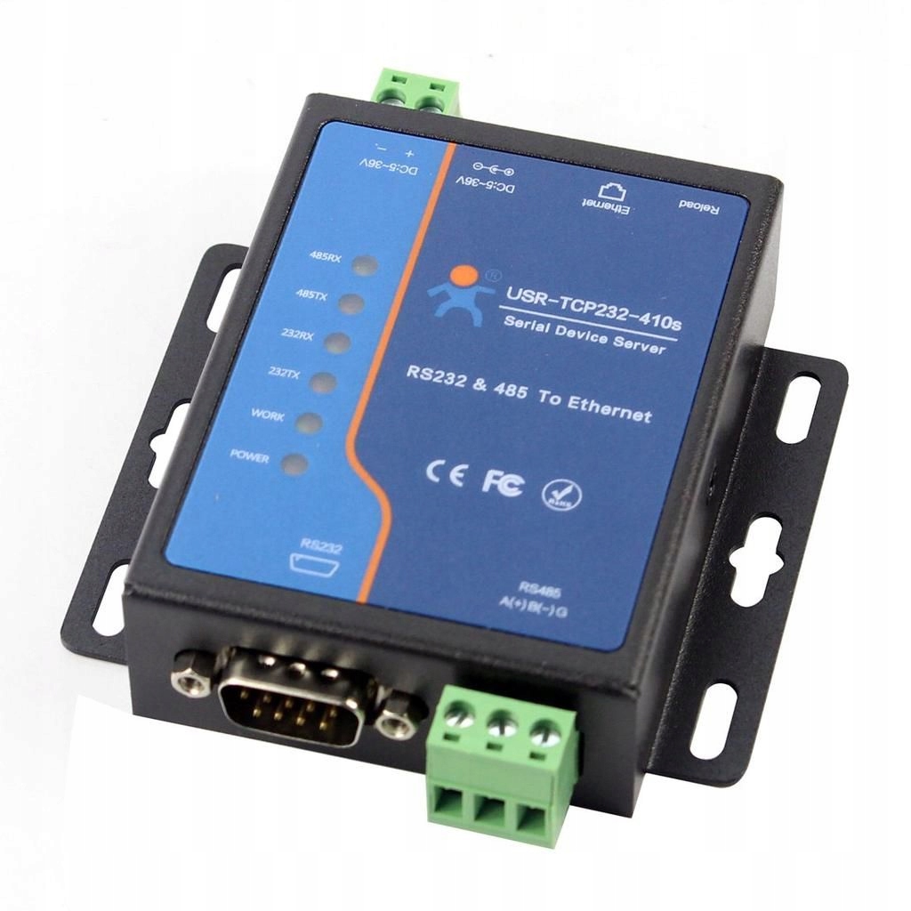 Konwerter RS485+RS232/LAN USR 410s Modbus RTU/TCP - 11461894280 - oficjalne archiwum Allegro