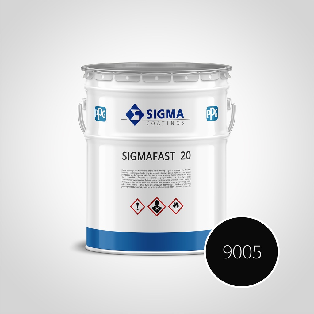 Farba OKRĘTOWA na dach 20l Sigmafast20 (RAL 9005) - 10700079344 - oficjalne archiwum Allegro
