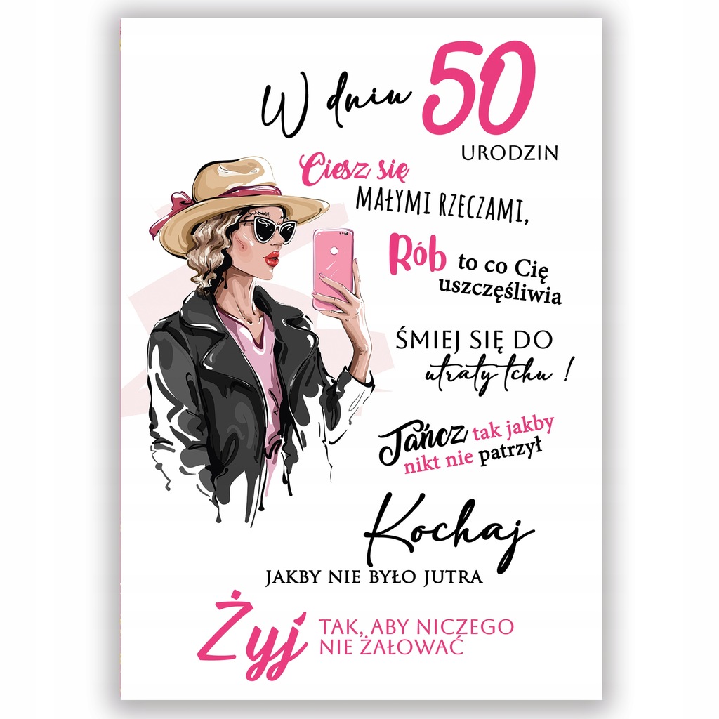 OK08 Kartka Na 50 URODZINY Dla Niej Kobiety - 13311934687 - oficjalne archiwum Allegro