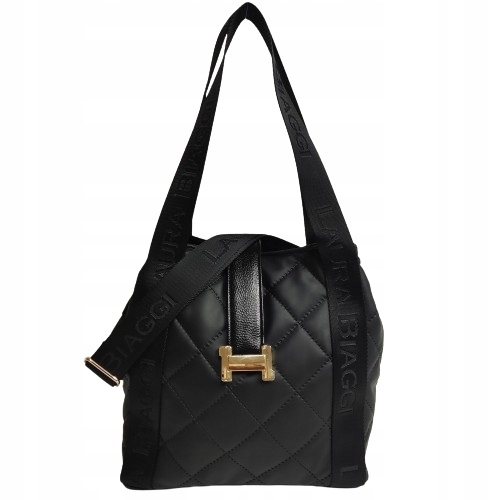 Torebka shopper Laura Biaggi torba na ramię czarna pikowana - 15293653046 - oficjalne archiwum ...