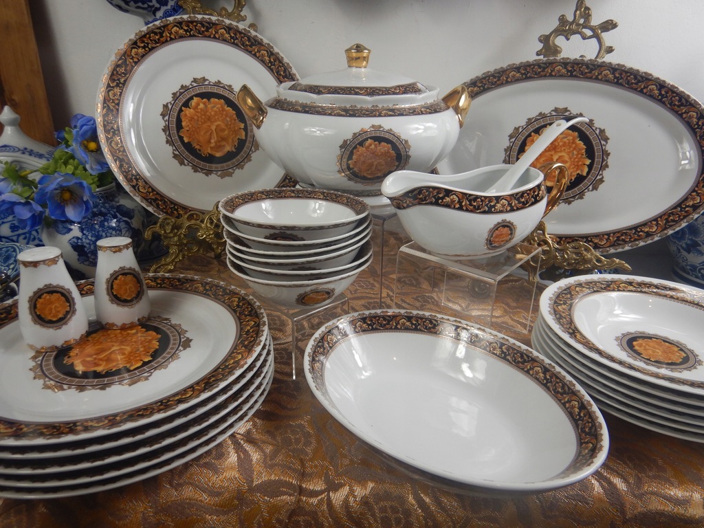 LIMOGES FRANCJA SERWIS OBIADOWY MEDUSA VERSACE - 17266041294 ...