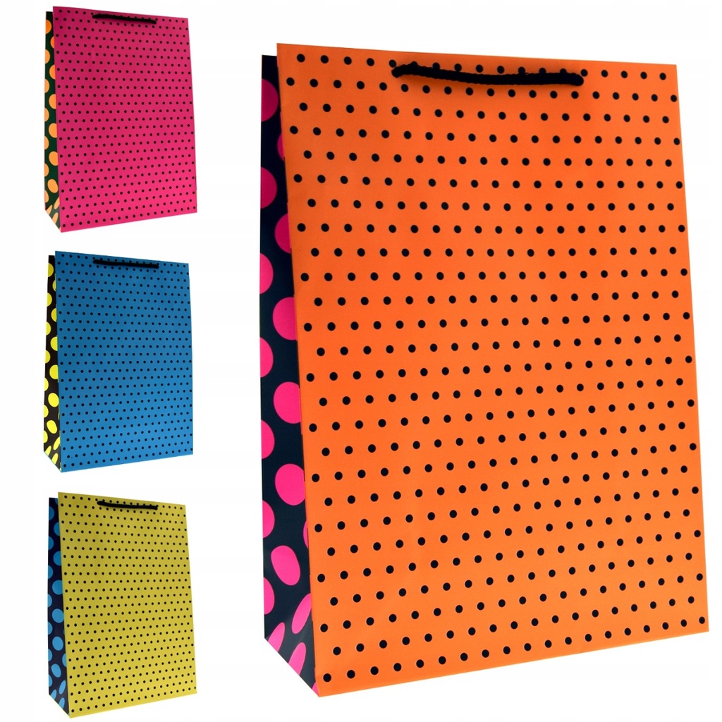 TORBY PREZENTOWE torba a4 kolorowe torebki na prezent 22x11x32cm mix 10szt - 16939949639 ...