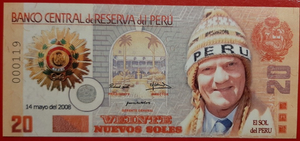 Peru 20 SOL 2008 Donald Tusk Order Słońce Peru UNC - 10761104831 ...
