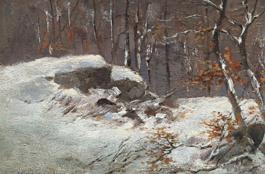 NELSON GRAY KINSLEY(1863-1945) ZIMOWY PEJZAŻ LEŚNY - 13554151947 ...