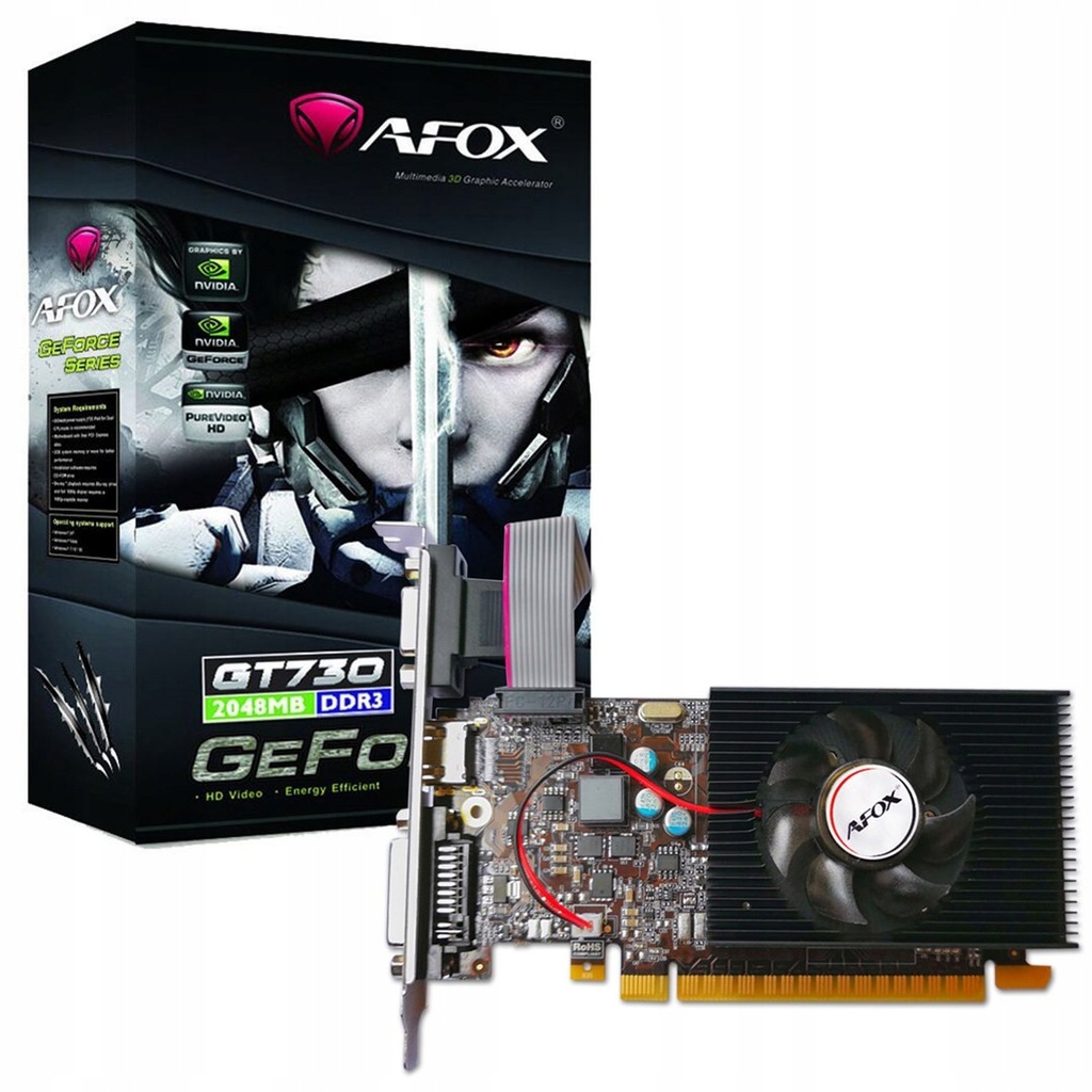 AFOX GEFORCE GT730 1GB DDR3 64BIT DVI HDMI VGA LP FAN V1 AF730-1024D3L7 ...