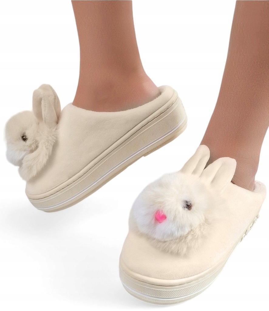 Zakryte Pantofle Króliczki Kapcie Wsuwane Papcie Gruba Platforma *38-39 ...