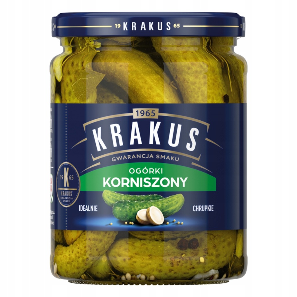 Ogórki korniszony Krakus 500g - 9518214799 - oficjalne archiwum Allegro