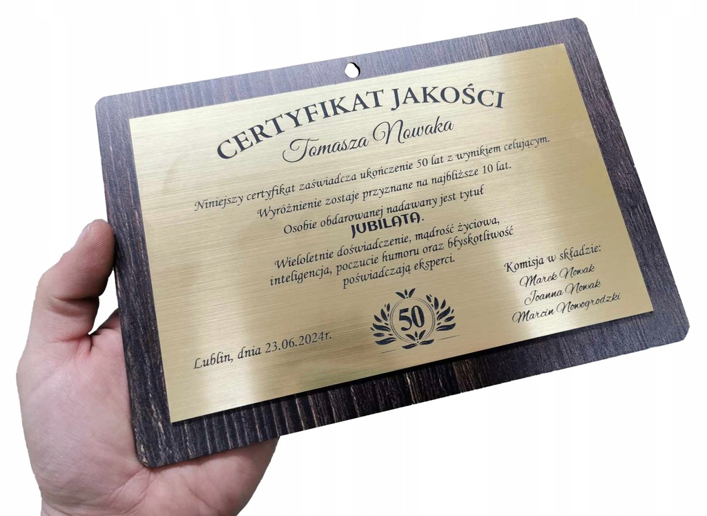 PREZENT na URODZINY 18 20 30 40 50 60 70 80 90 CERTYFIKAT DYPLOM RAMKA - 15255359814 - oficjalne ...