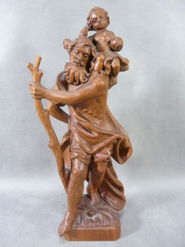 DREWNIANA RZEŹBA - ŚW. KRZYSZTOF - 13356776596 - oficjalne archiwum Allegro