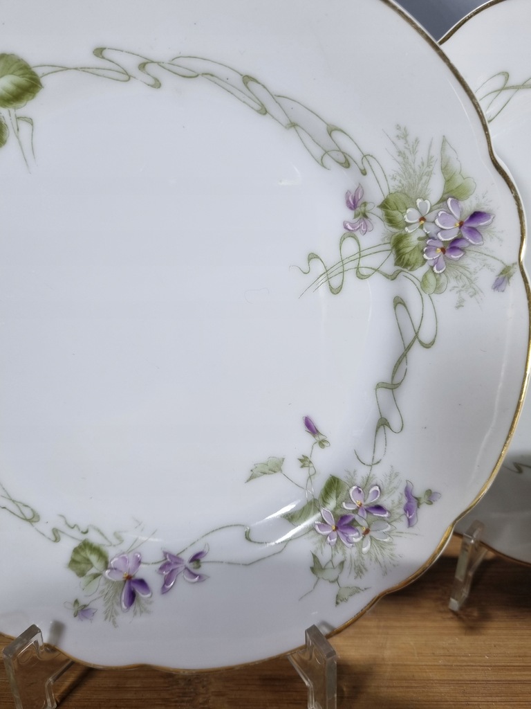 Talerzyki deserowe 6 szt .sygnowane kwiaty fiołki - 12808058874 - oficjalne archiwum Allegro