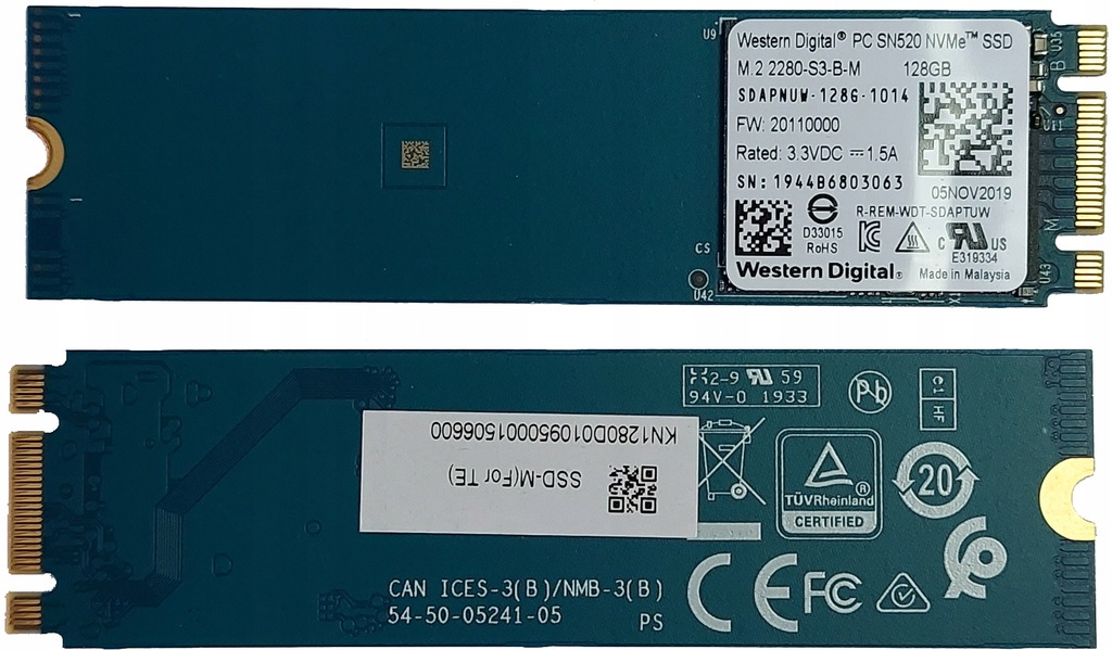 Western Digital SN520 NVMe SSD 128GB M.2 SDAPNUW - 13008608590 ...