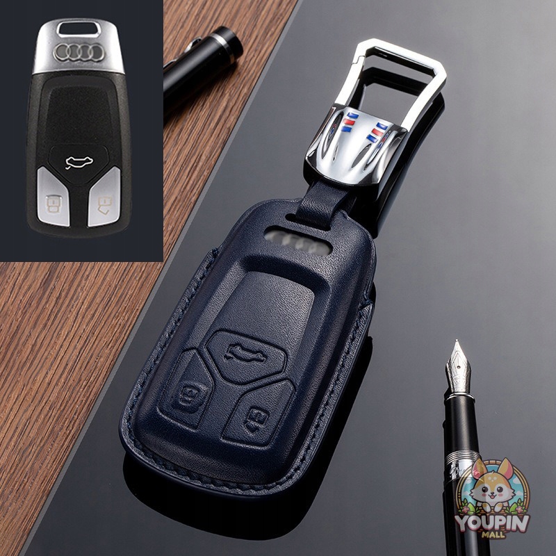 For Audi Q5L/A5/Q7/TTS/A4L Leather Key Case, Handmade,Blue ...