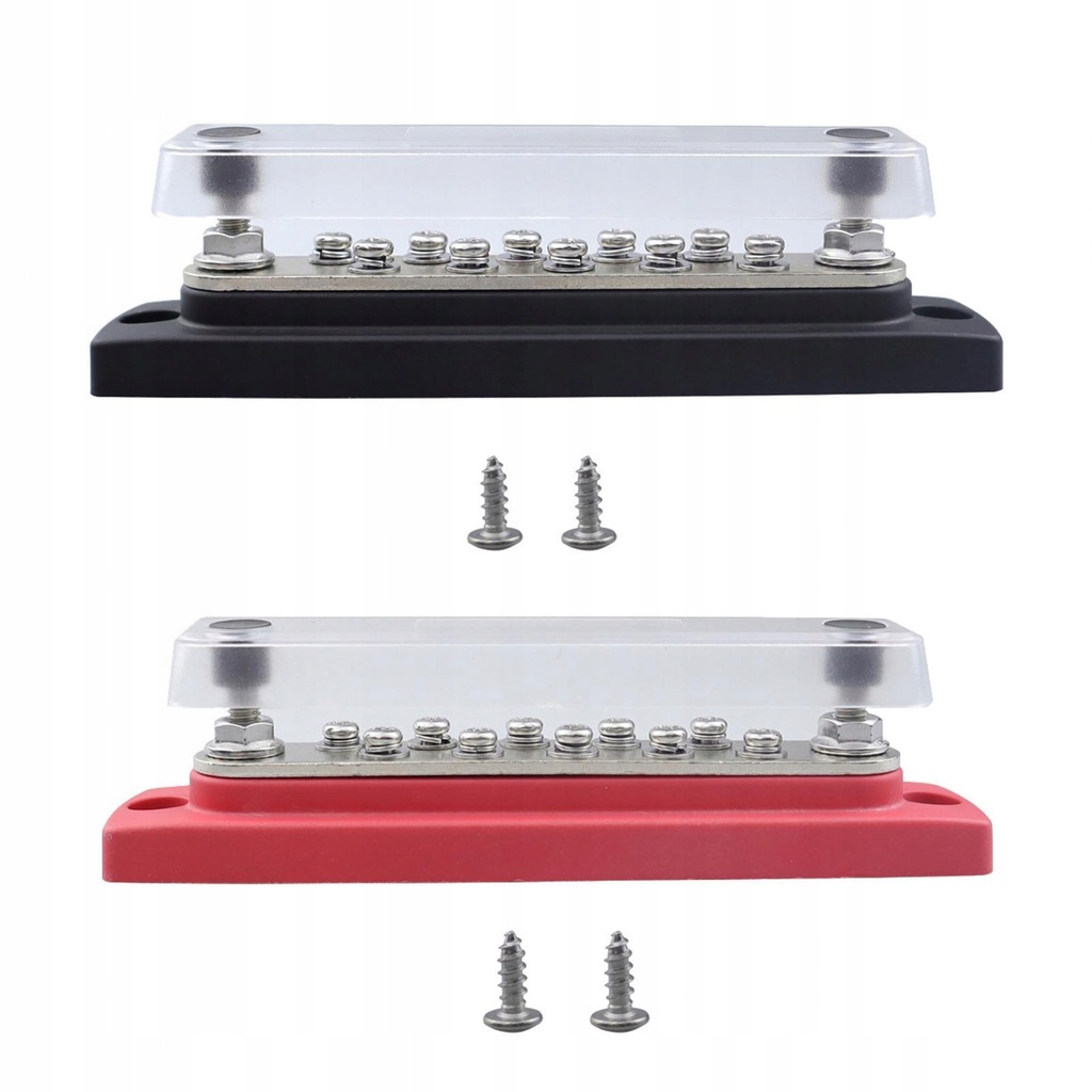 10 Terminal Bus Bar Kit Accessory Dustproof for Trailer, RV, Red and ...