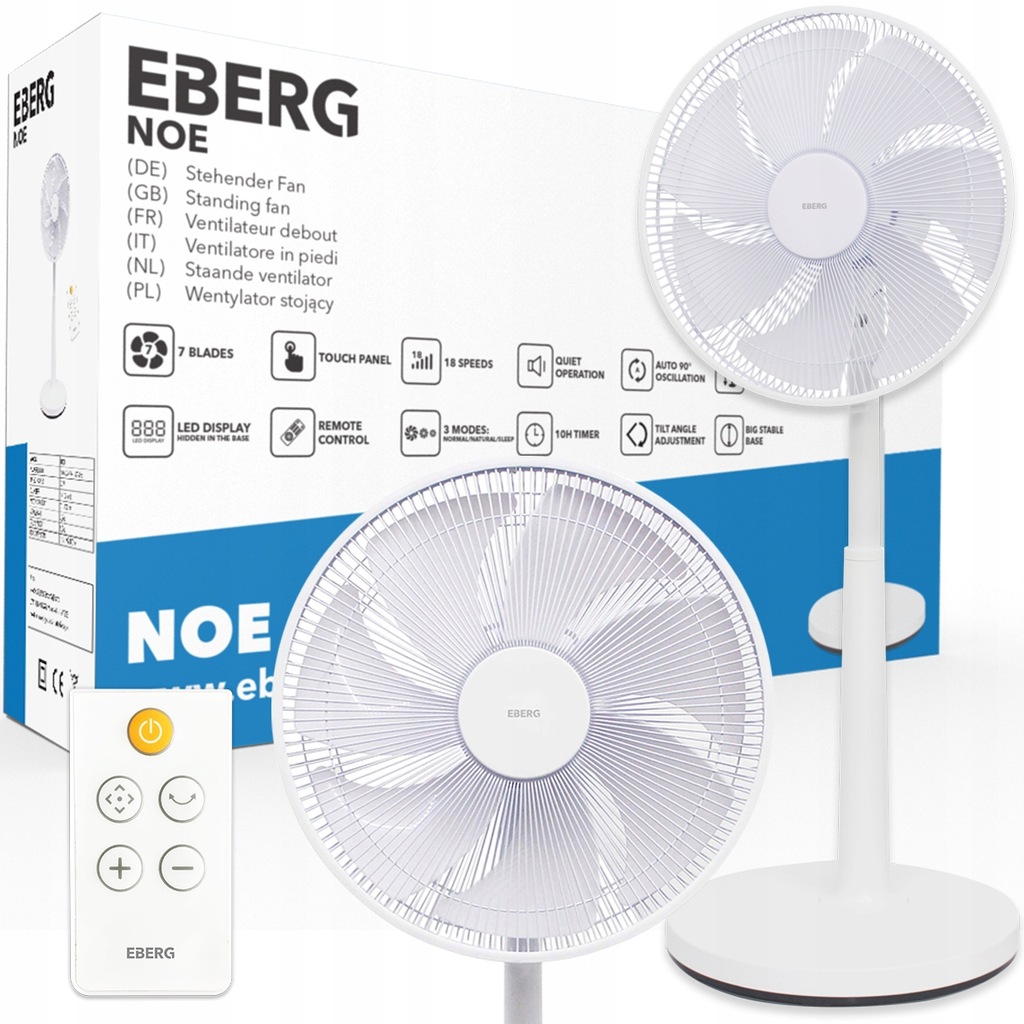 Wentylator stojący wiatrak podłogowy EBERG NOE LED - 9393277573 ...