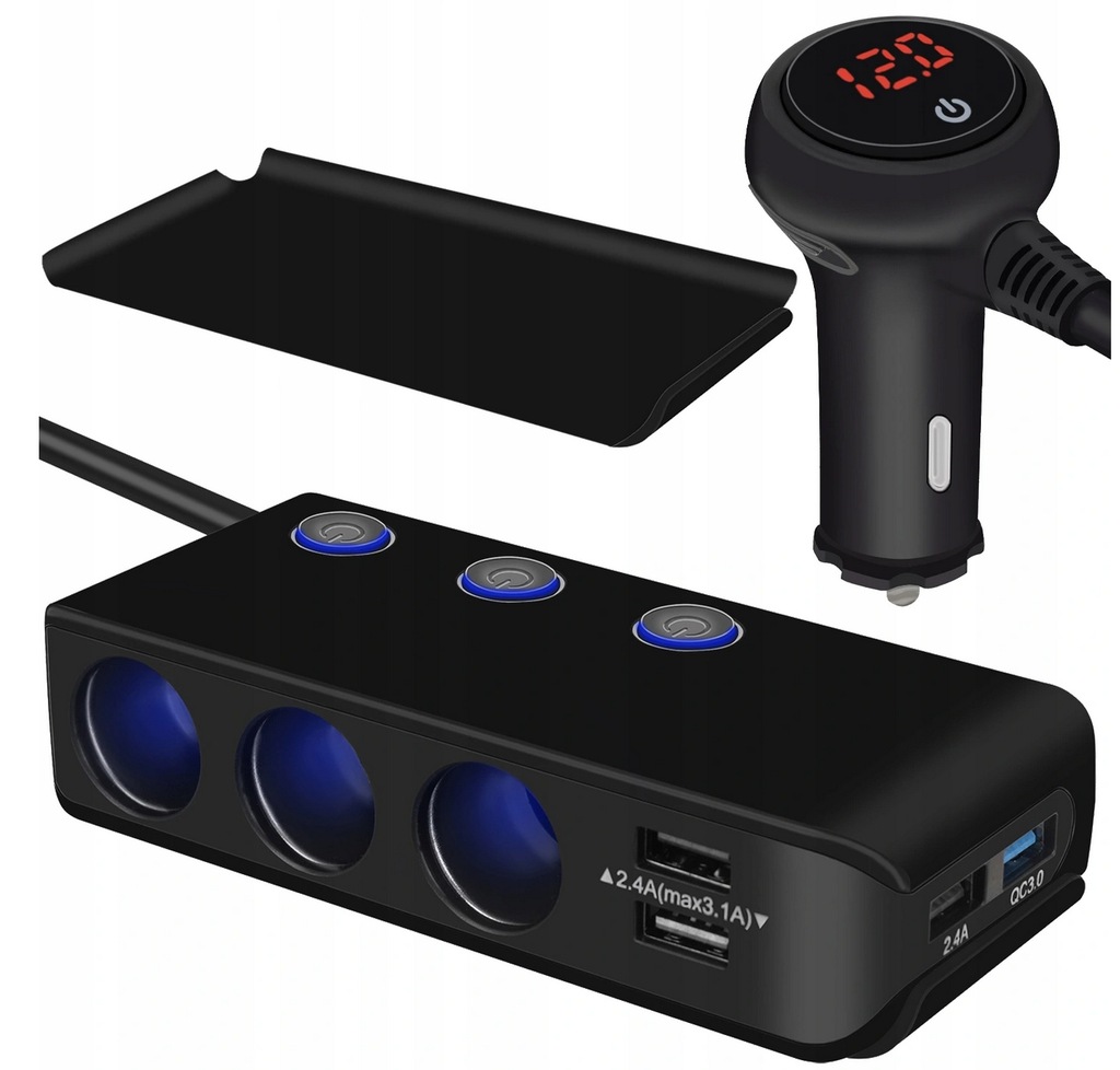 Rozdzielacz Gniazda Zapalniczki 12-24V 4xUSB - 11222805435 - oficjalne archiwum Allegro