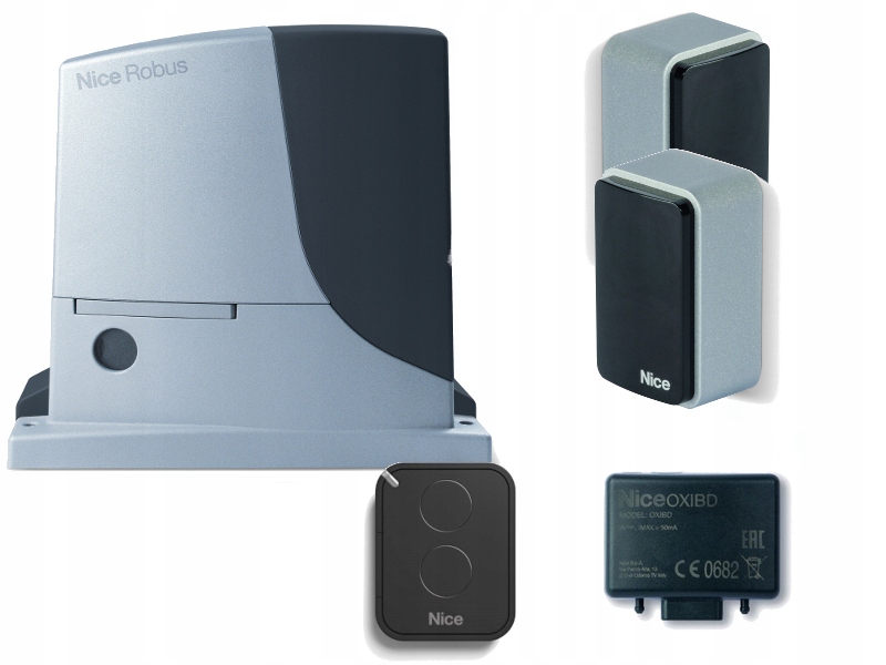 NICE ROBUS 600 RB600 zestaw do bramy przesuwnej do 600kg lampa fotokomórki - 15273820523 ...