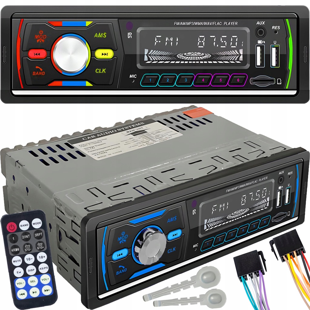 RADIO SAMOCHODOWE BLUETOOTH USB MP3 AUX 6 KOLORÓW - 13246797718 ...