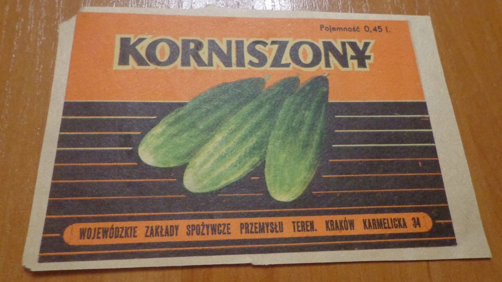 Etykieta PRL korniszon Kraków - 13403286846 - oficjalne archiwum Allegro