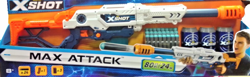 Pistolet Zuru X-shot MAX ATTACK Wyrzutnia strzałek - 11480727287 ...