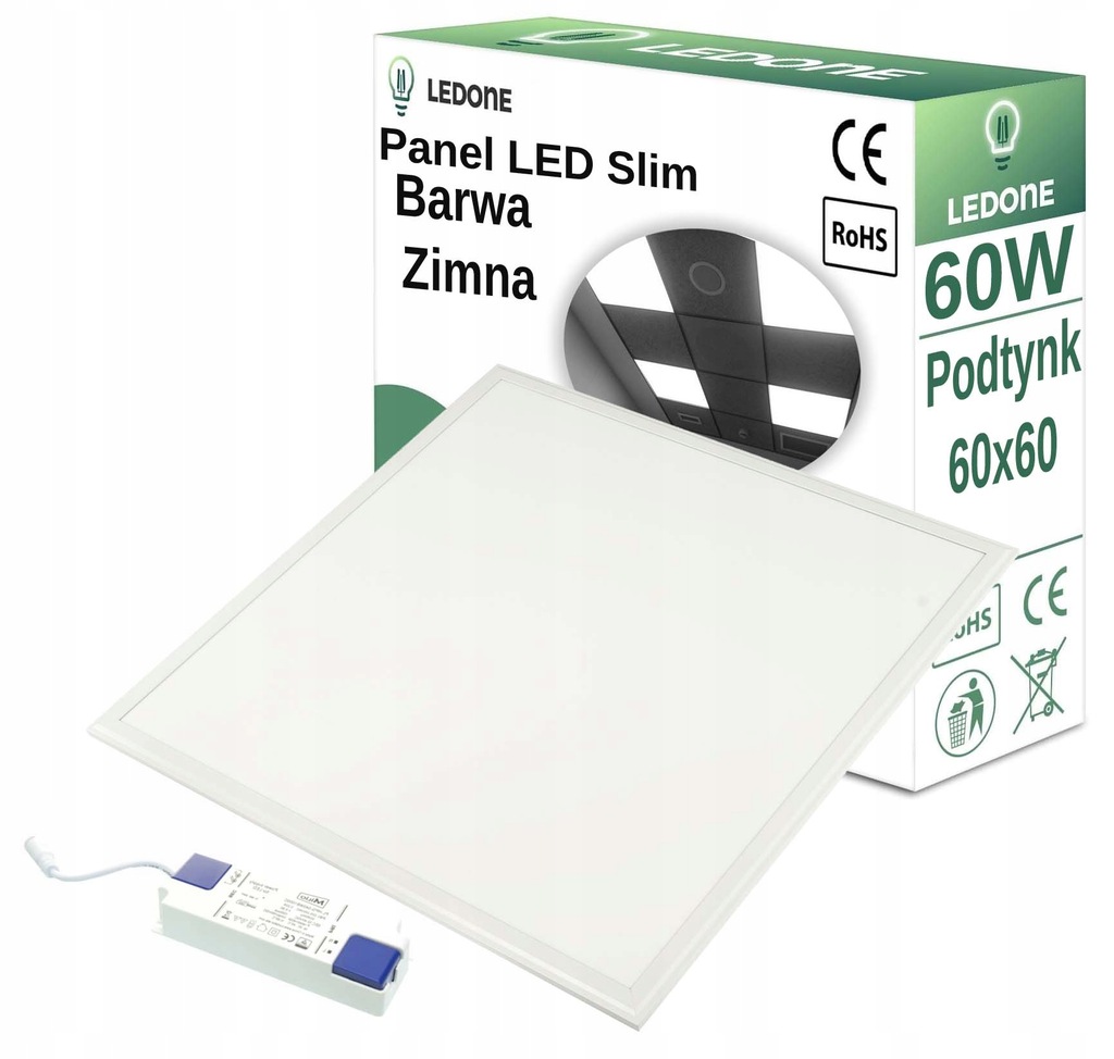 PANEL LED 60W 60X60 KASETON PLAFON LAMPA SUFITOWA - 13204682543 ...
