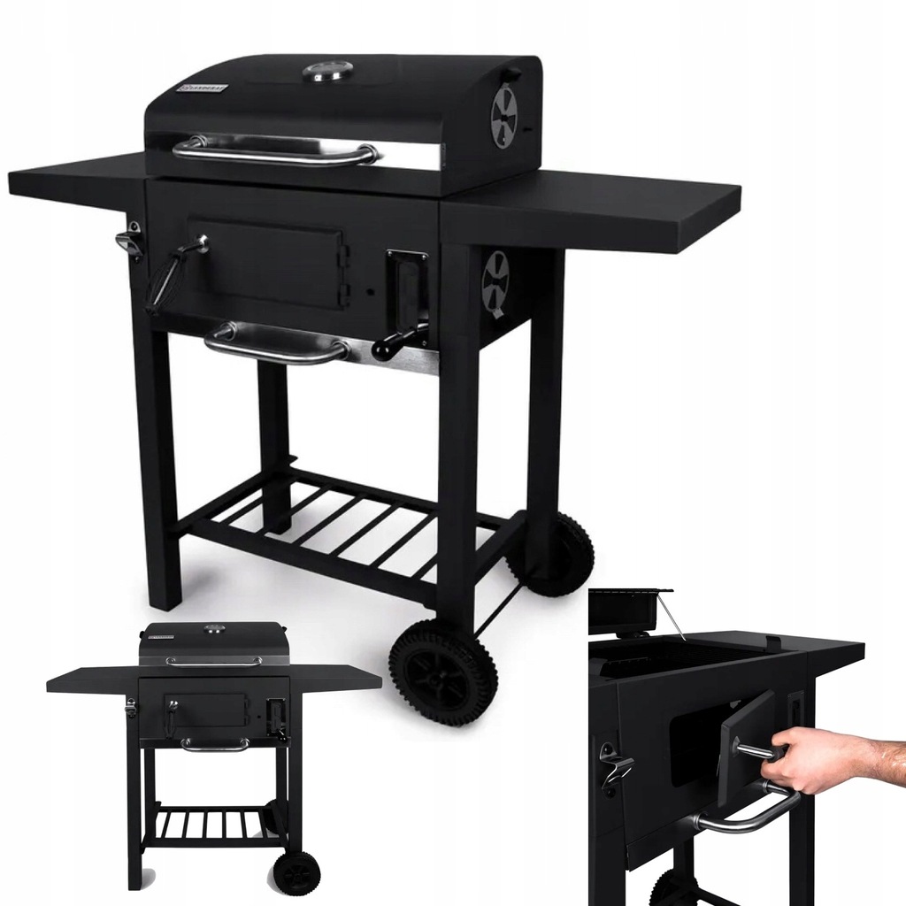 GRILL OGRODOWY WĘGLOWY DUŻY + PÓŁKI + POPIELNIK + POKRYWA PREMIUM ...