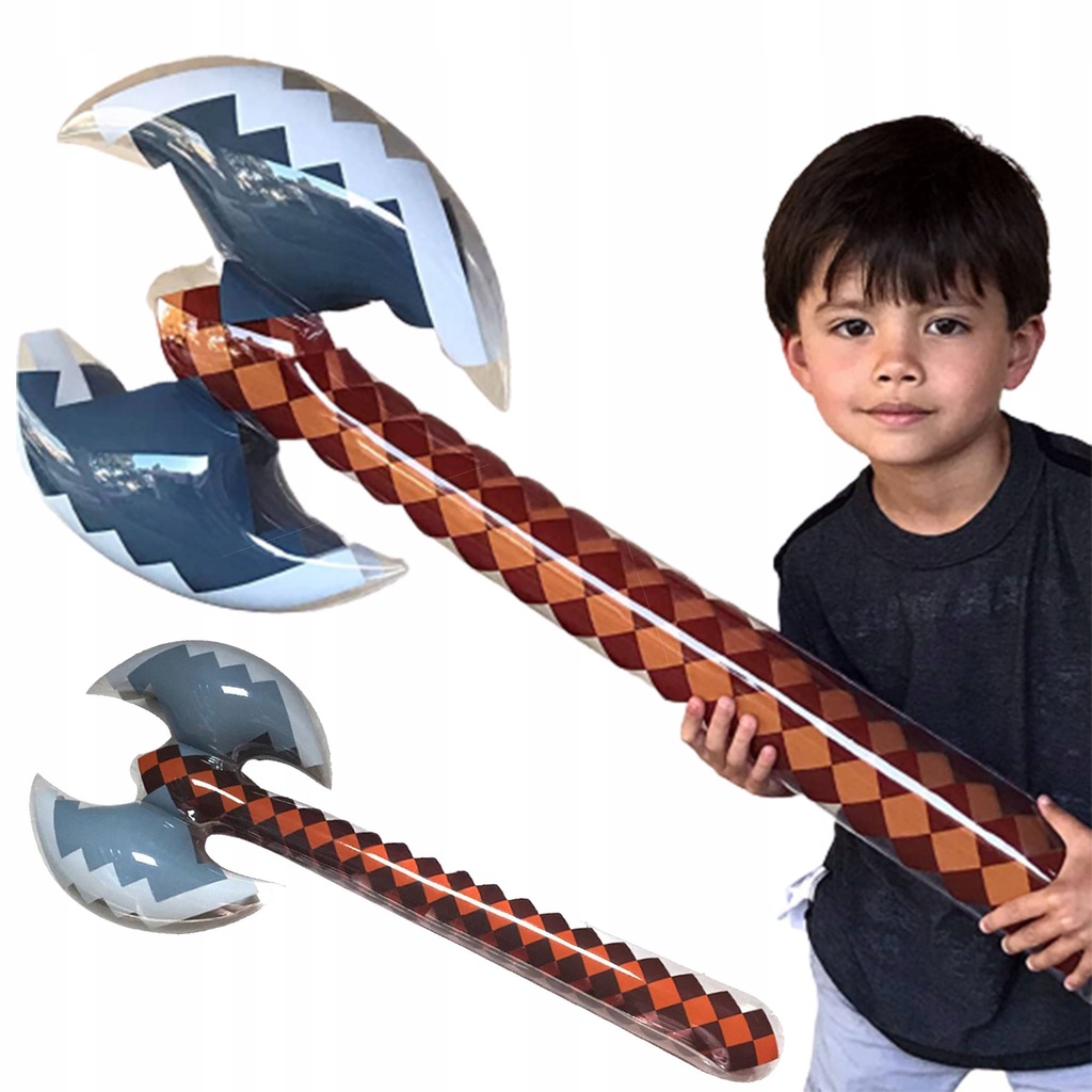 MINECRAFT PIXEL DMUCHANY DUŻY TOPÓR SIEKIERA 86 CM - 12598232595 ...