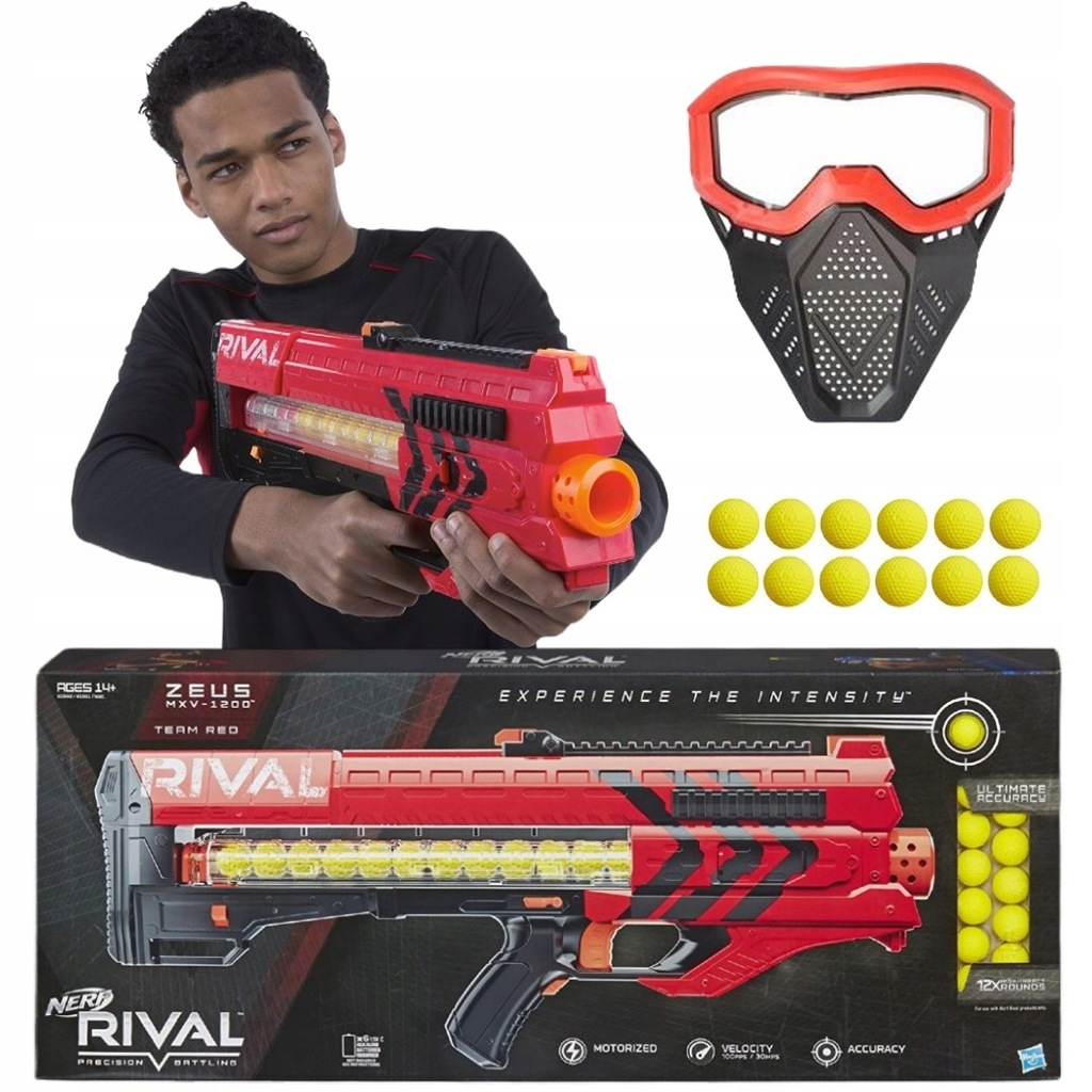 NERF WYRZUTNIA RIVAL AUTOMAT ZEUS MXV-1200 + MASKA - 12837588481 ...