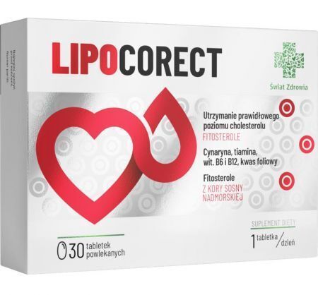 LIPOCORECT TABLETKI NA CHOLESTEROL 30 TABL FITOSTEROL CYNARYNA WIT B12 ...