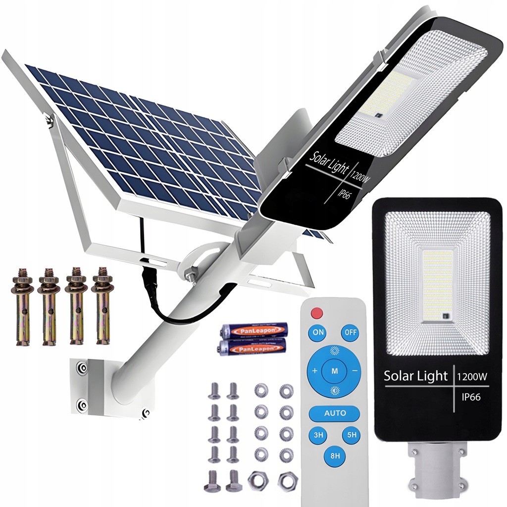 OUTLET LATARNIA ULICZNA 1200W LAMPA SOLARNA+PANEL+UCHWYT - 14804745384 - oficjalne archiwum Allegro