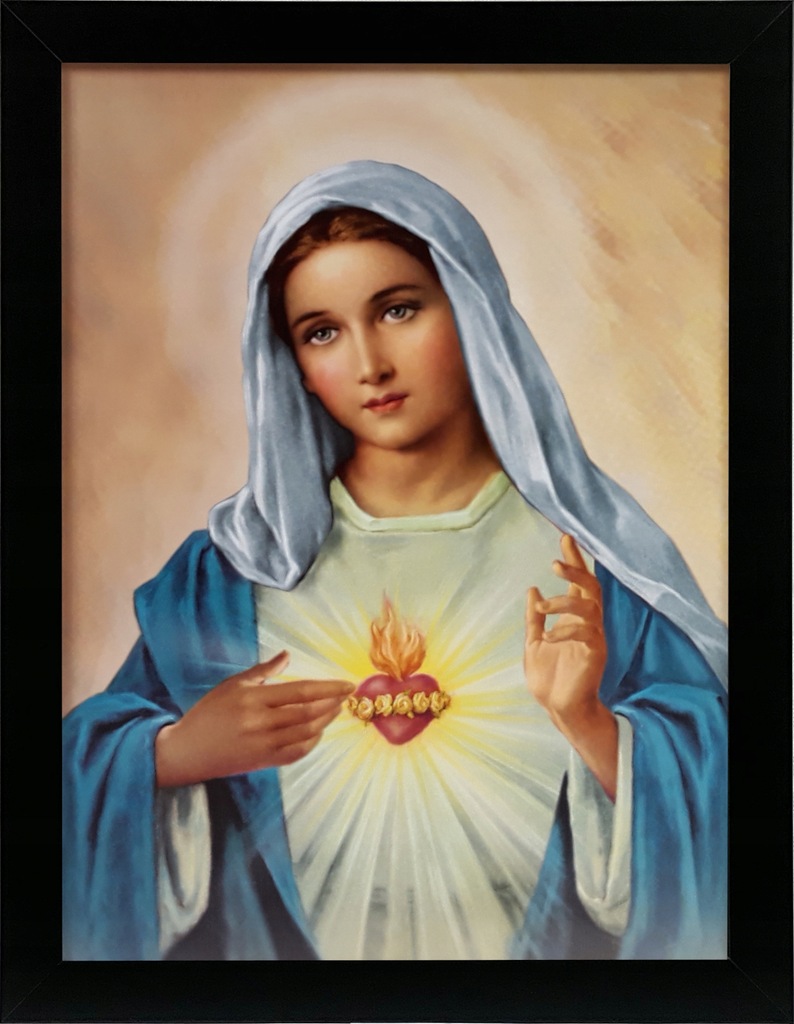 OBRAZ 45x35 MARYJA SERCE MARYI CZARNA RAMA - 12595736711 - oficjalne ...