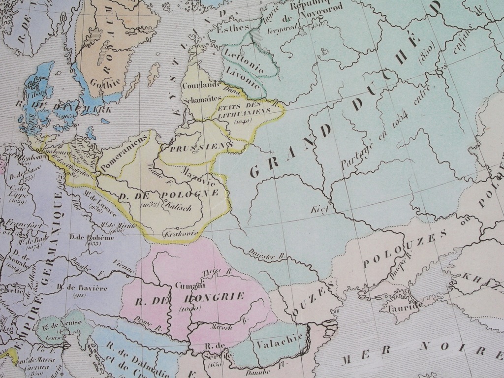 1838 MAPA EUROPA POLSKA PIASTOWIE KRESY ŚLĄSK - 12687106903 - oficjalne archiwum Allegro
