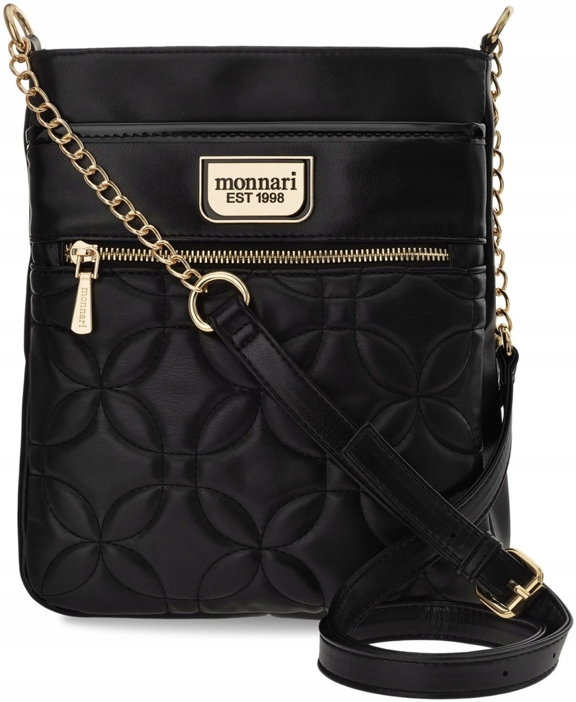 MONNARI Czarna PIKOWANA TOREBKA Damska LISTONOSZKA Elegancka TORBA NA RAMIĘ - 13855044919 ...