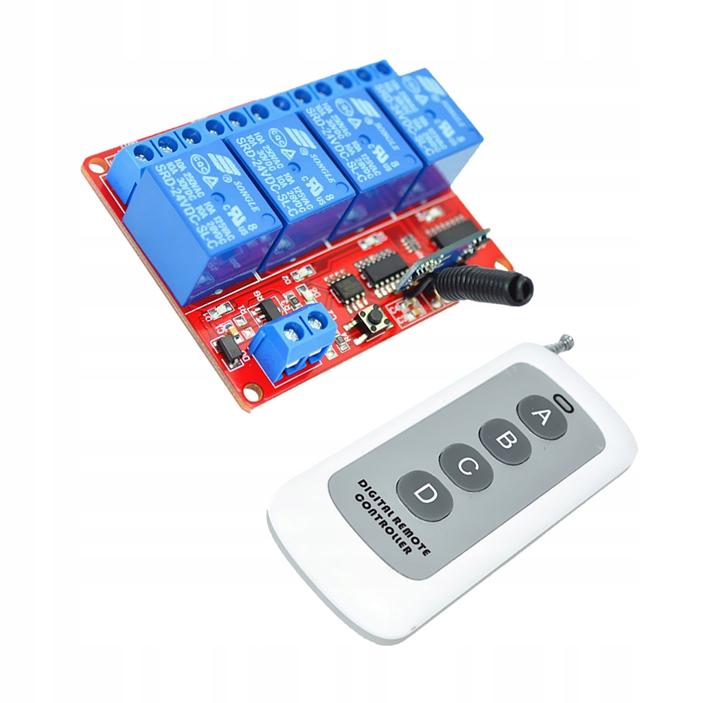 4CH Relay Module Receiver Module Board + 4 Buttons Remote Control Switch - 14890490824 ...