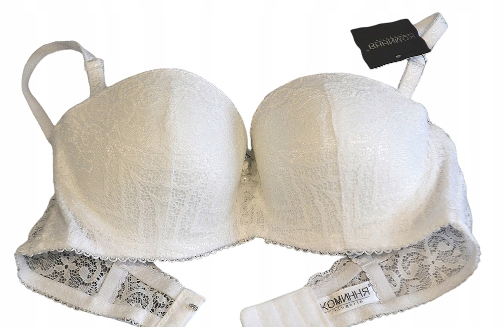 Biustonosz Stanik Balkonetka BARDOTKA ECRU 80B Koronkowa PUSH-UP SEXI - 14165165579 - oficjalne ...