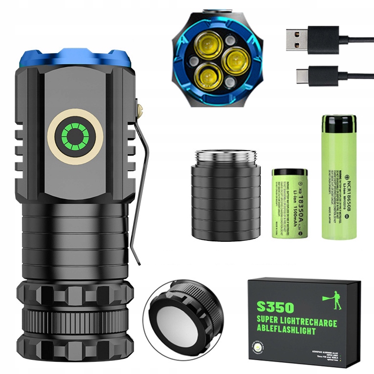 MULTIFUNCTIONAL TACTICAL FLASHLIGHT MILITARY STRONG 2000LM SMALL POCKET ...