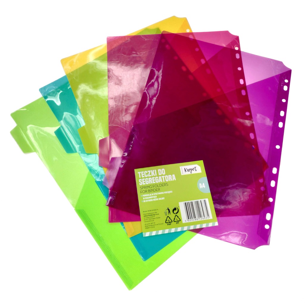 Teczki do segregatora A4 Kayet 5 kolorów Nowe - 12580505986 - oficjalne archiwum Allegro