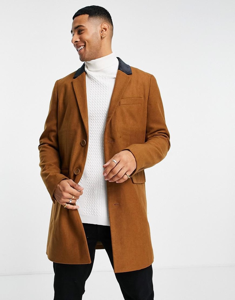 BRĄZOWY PŁASZCZ MĘSKI FRENCH CONNECTION XL - 13996265187 - oficjalne ...