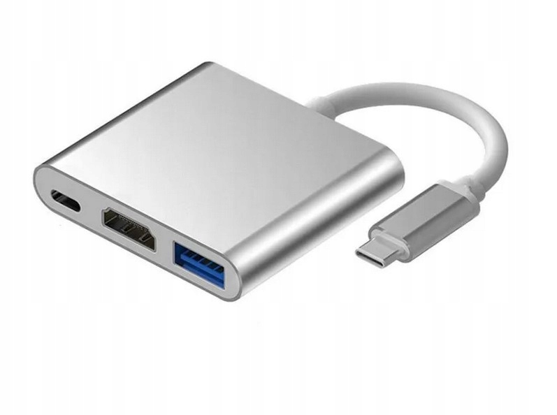 PRZEJŚCIÓWKA ADAPTER 3W1 USB-C 4K HDMI HUB USB 3.0 - 13496697389 - oficjalne archiwum Allegro