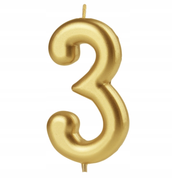 ŚWIECZKA URODZINOWA CYFRA 3 TRZY ZŁOTA 10cm - 12767668349 - oficjalne ... ŚWIECZKA URODZINOWA CYFRA 3 TRZY ZŁOTA 10cm - 12767668349 - oficjalne ...