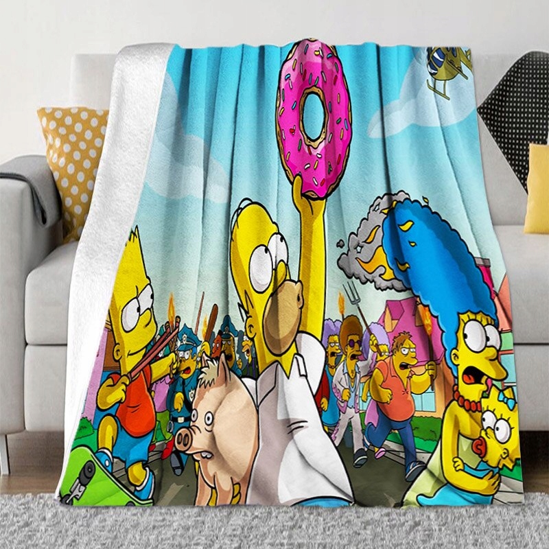 Cute Cartoon Simpsons-s koc na łóżko narzuta na so - 13019559347 ...
